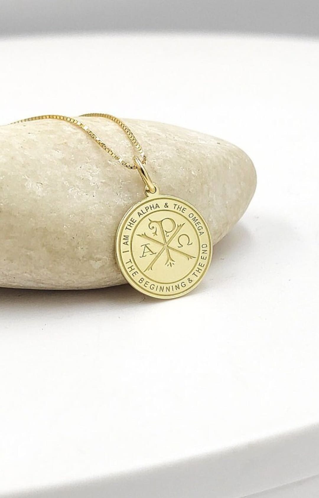 14K Gold Chi Rho Cross Necklace: Greek Orthodox Jewelry - Etsy