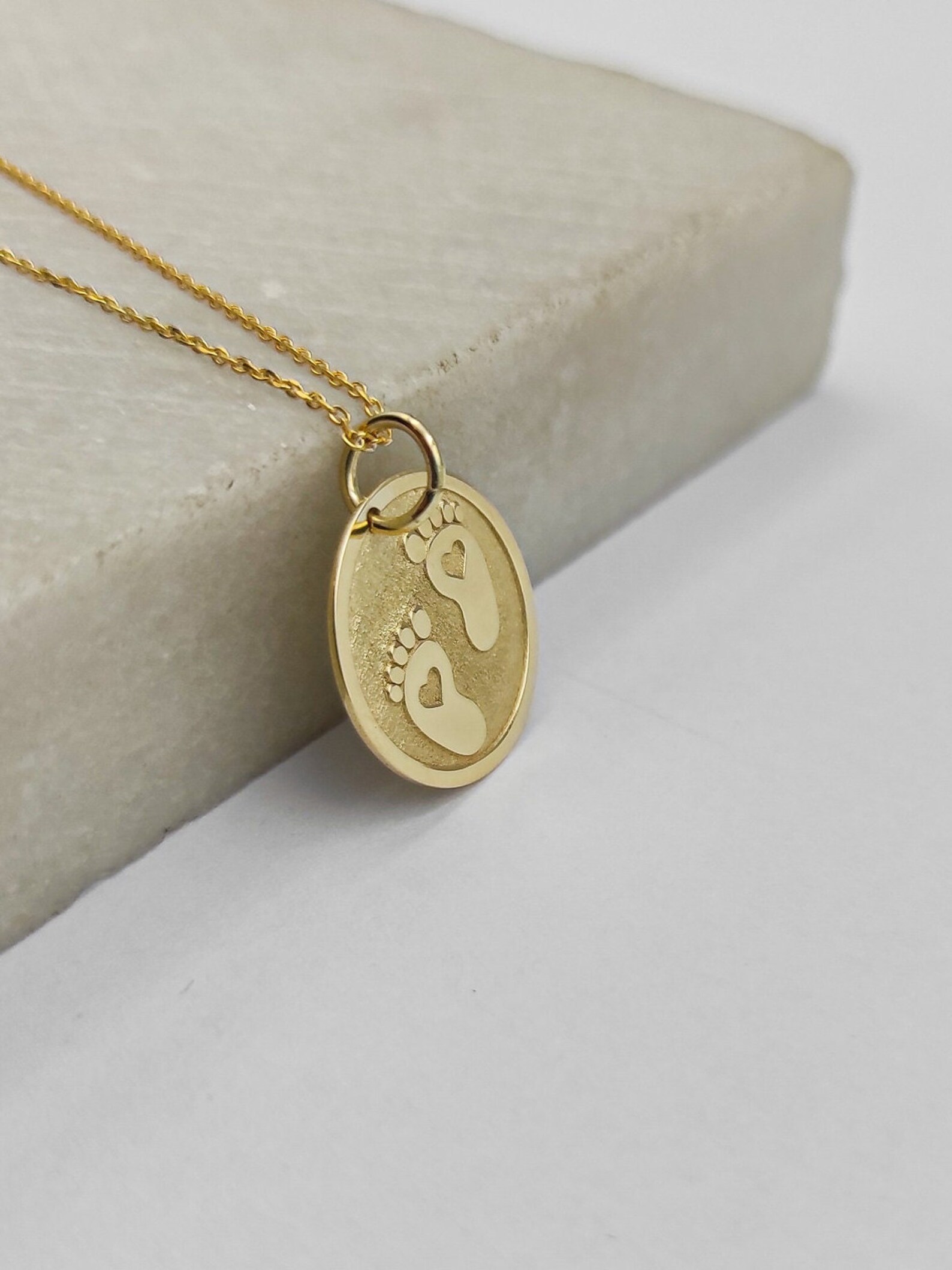 14K Solid Gold Baby Feet Pendant: Personalized Newborn Charm - Etsy