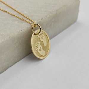 14K Real Gold Newborn Baby Feet Pendant, Personalized Baby Feet ...