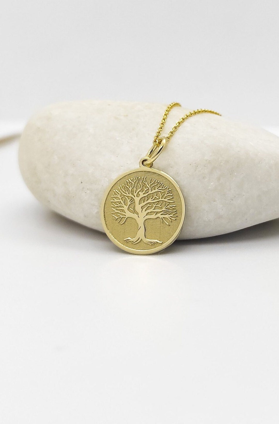 14K Solid Gold Tree of Life Necklace, Family Tree Pendant, Gold Tree ...