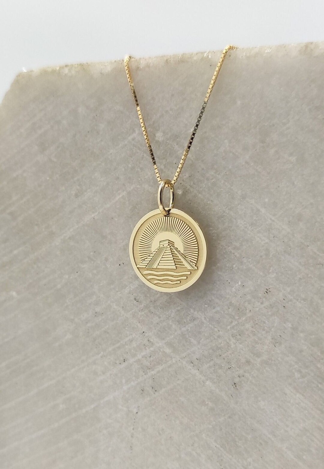 14K Real Gold El Castillo Pyramid Jewelry, Personalized Chichen Itza ...