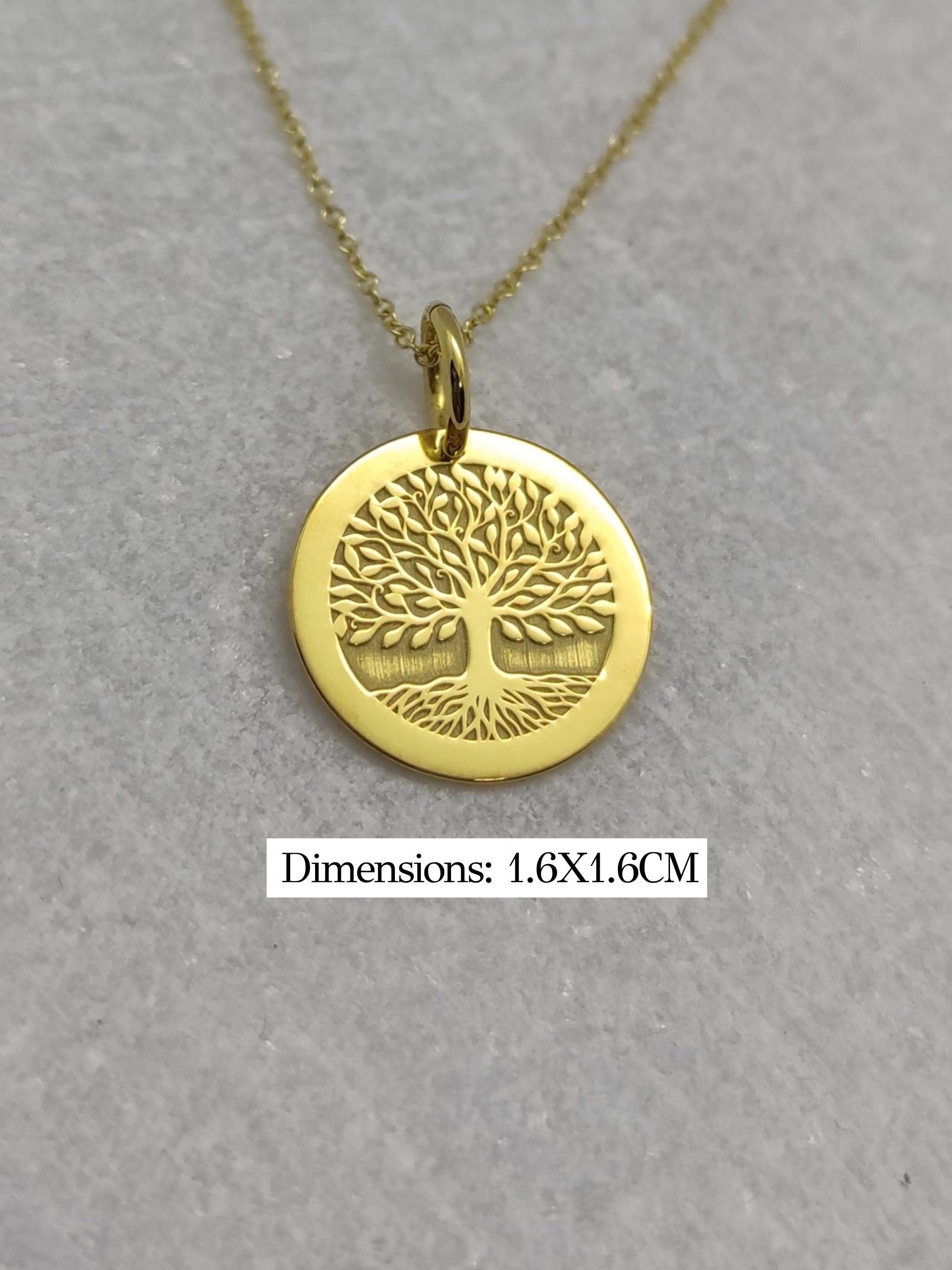 Tree Necklace 14K Solid Gold Pendant Tree of Life Charm | Etsy