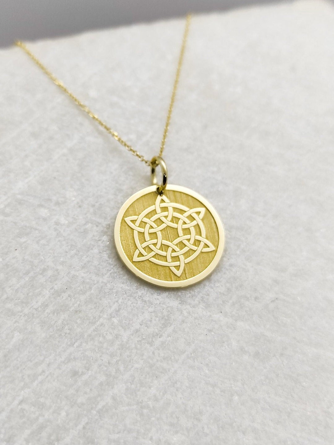 14K Solid Gold Celtic Knot Necklace, Dainty Celtic Knot Jewelry, Irish ...