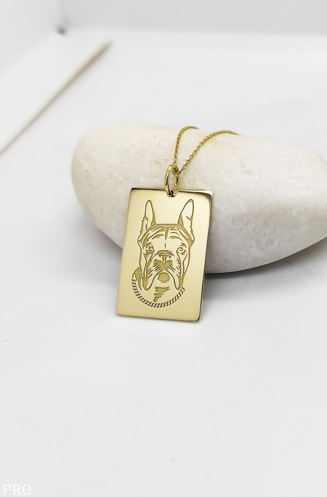 14K Real Gold Bulldog Disc Pendant, 14K Solid Gold Bulldog Necklace ...