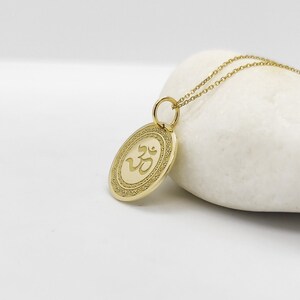 14K Real Gold Om Disc Pendant, 14K Solid Gold Om Necklace, Personalized ...