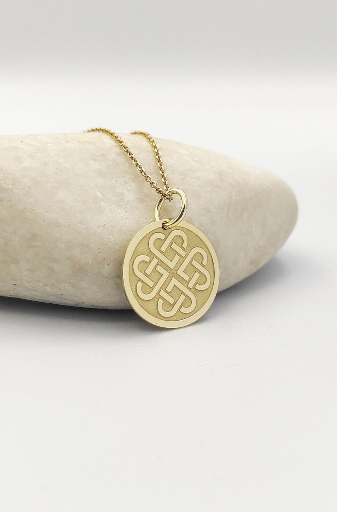 14K Real Gold Celtic Knot Pendant, Gold Coin Celtic Knot Necklace ...