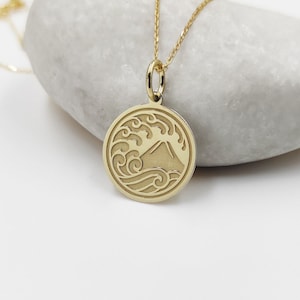 14K Gold Ocean Wave Pendant Necklace: Personalized Surfer Jewelry - Etsy
