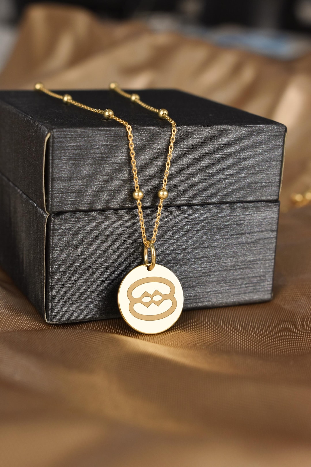 14K Solid Gold Adwo Necklace, Adinkra Symbol Pendant, Akan Peace ...
