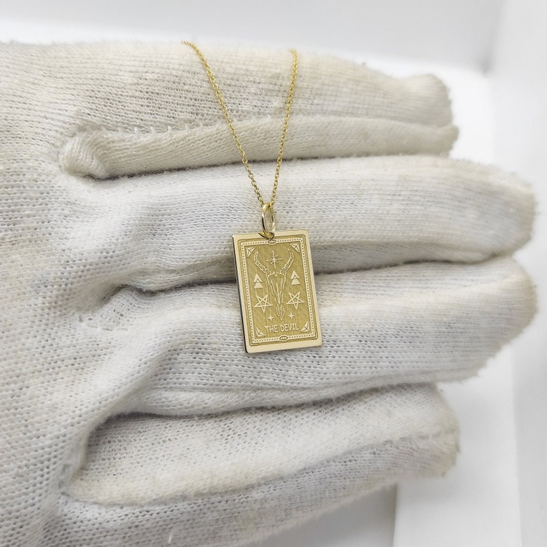 14K Gold the Devil Tarot Card Pendant Gold Devil Jewelry for - Etsy