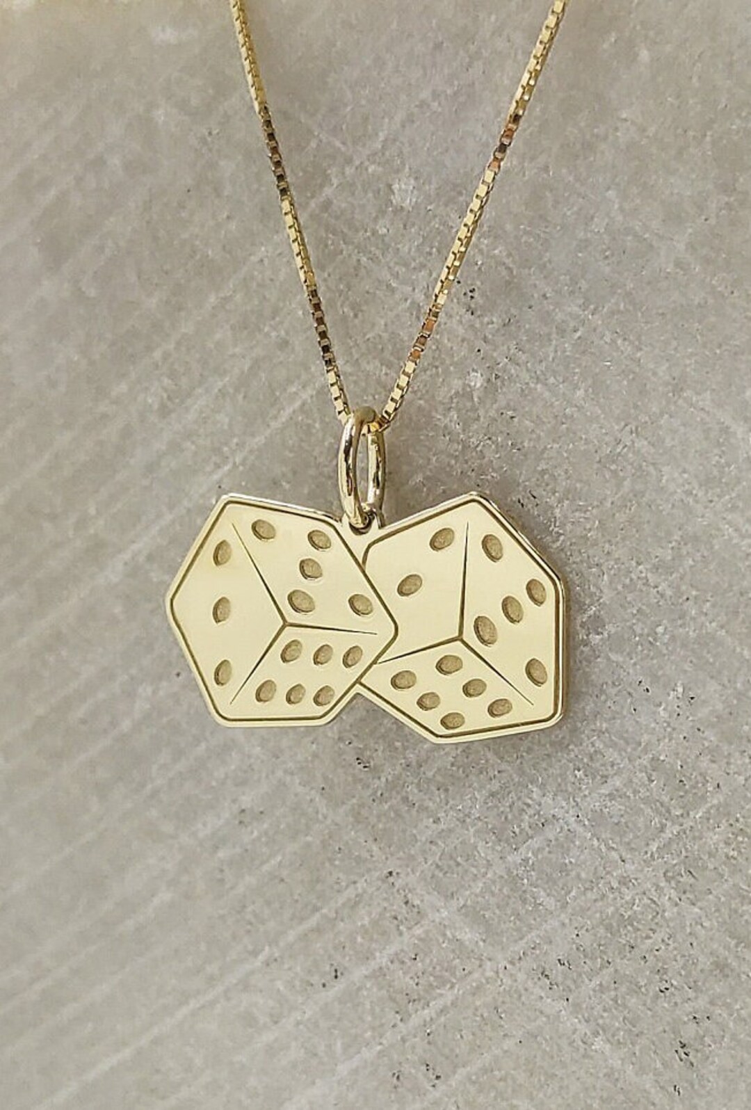 14K Solid Gold Dice Pendant Necklace: Lucky Gamble Charm - Etsy