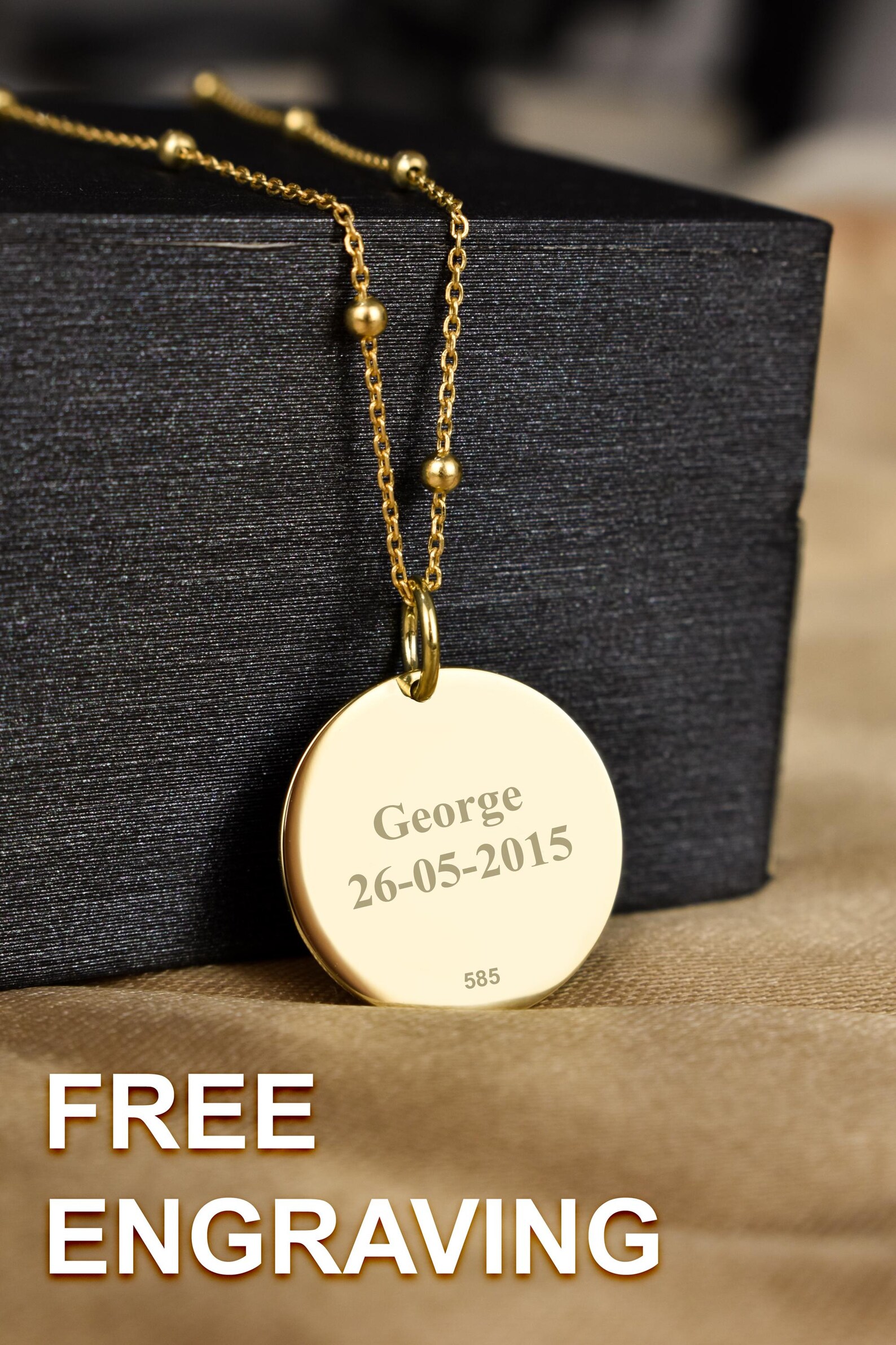 14K Solid Gold Amor Fati Medallion Necklace: Personalized Philosophy ...