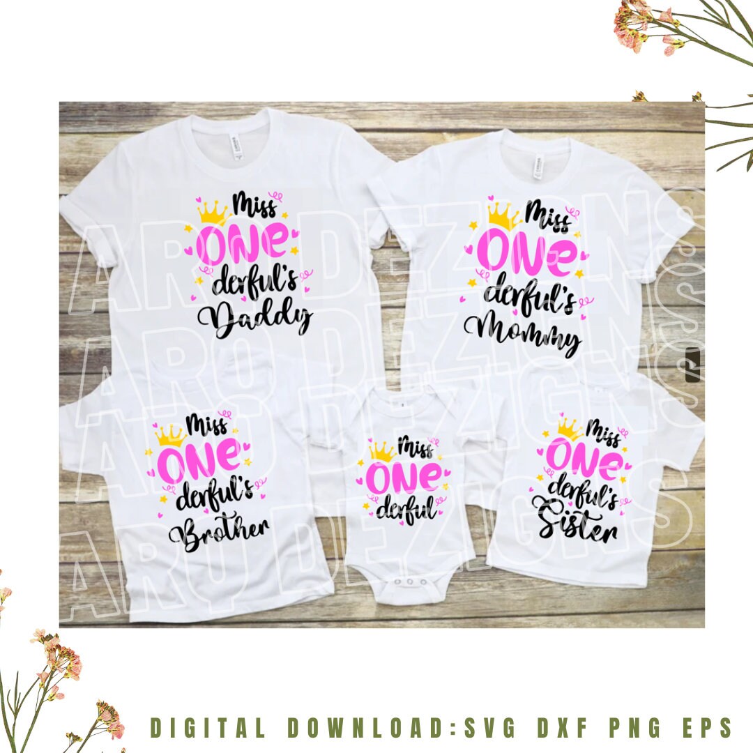 Miss One Derful SVG, Miss One Derful Family Bundle SVG, 1st Year Girl ...