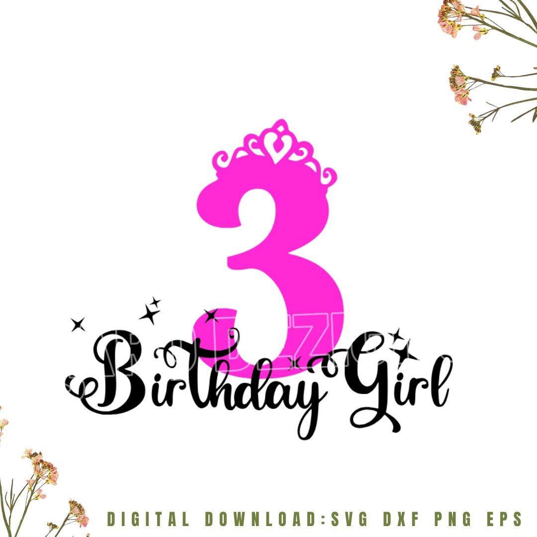 Princess 3rd Birthday SVG, 3 Years Old Birthday Girl SVG, Cricut, Cut ...