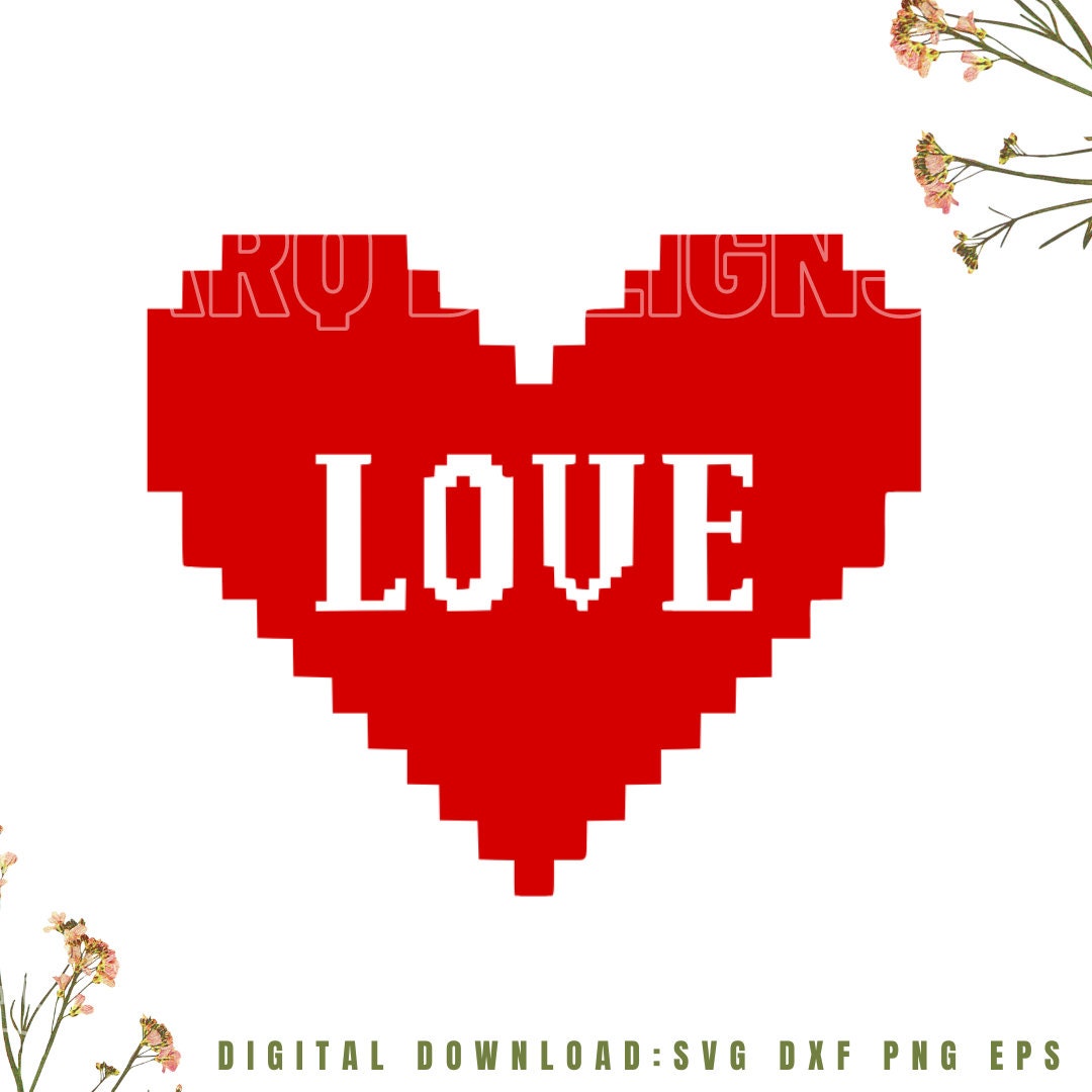 Heart SVG Love, Pixelated, Love Heart Svg, Cup T-shirt Wedding Svg, Red ...