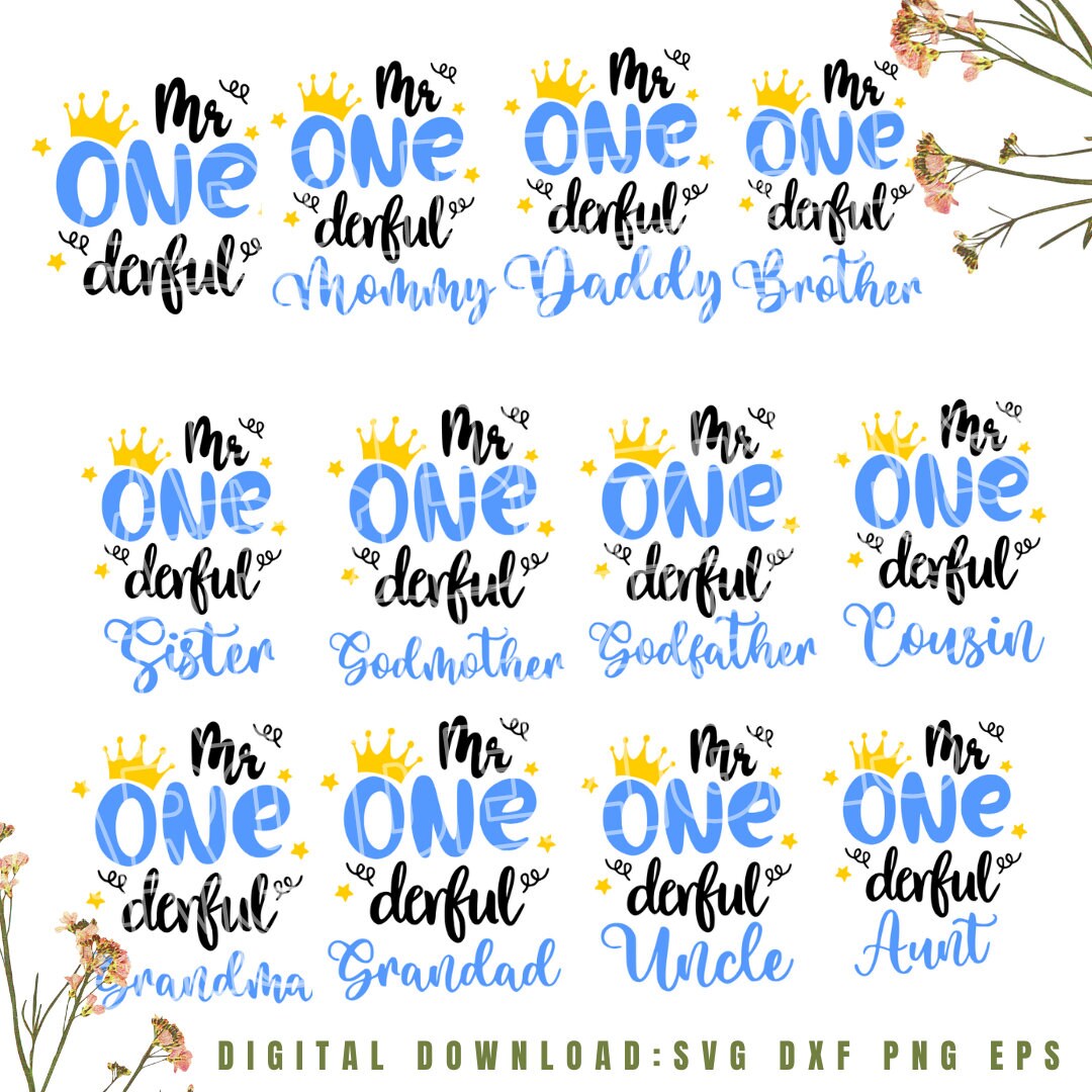 Mr One Derful Svg, First Birthday Svg, Boy Birthday Svg,1st Birthday ...