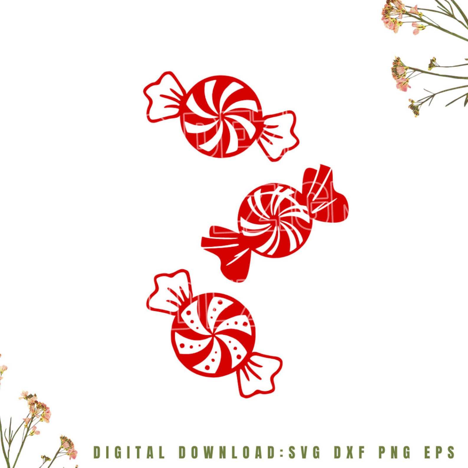 Peppermint Bundle SVG, Sweet Svg, Candy Cane SVG, Peppermint SVG ...