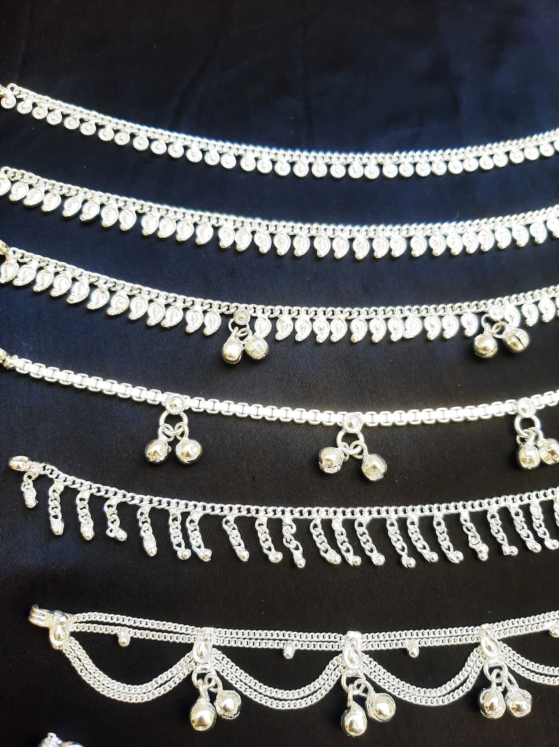 Traditional Indian Ethnic Silver Anklets, Indian Anklet With Vintage ...