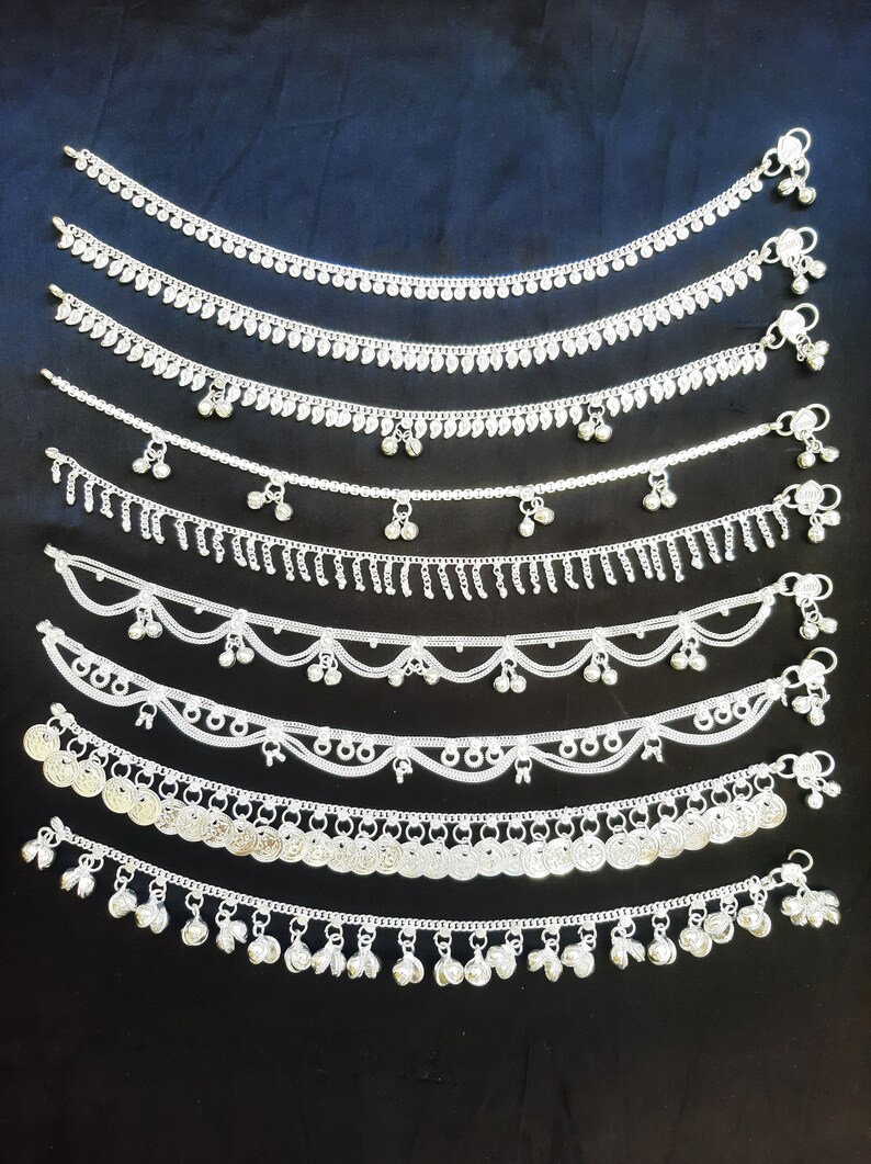 Traditional Indian Ethnic Silver Anklets, Indian Anklet With Vintage ...