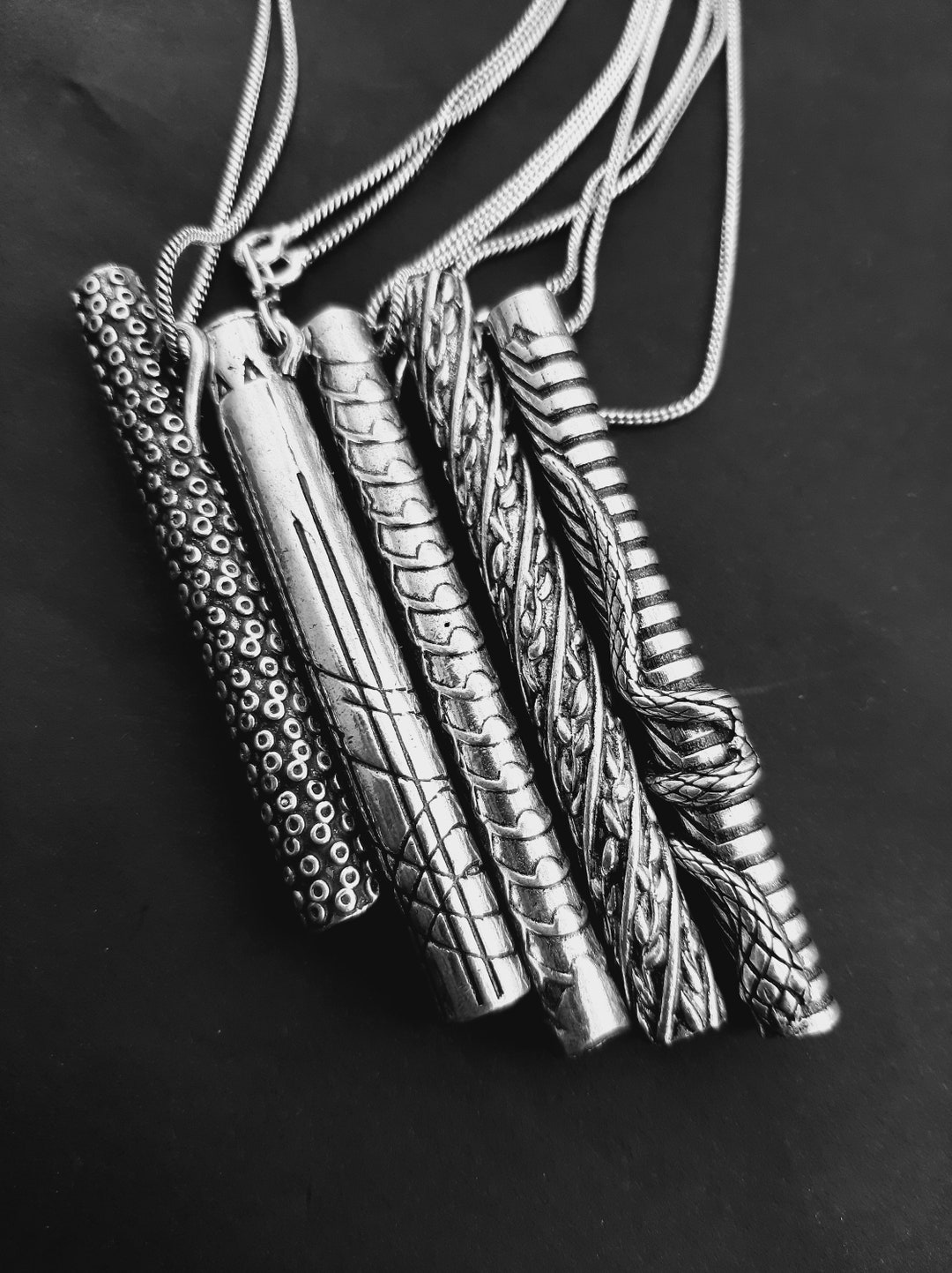 Silver Tribal Snake Stricked Straw Pipe Necklace, Necklace Pendant - Etsy