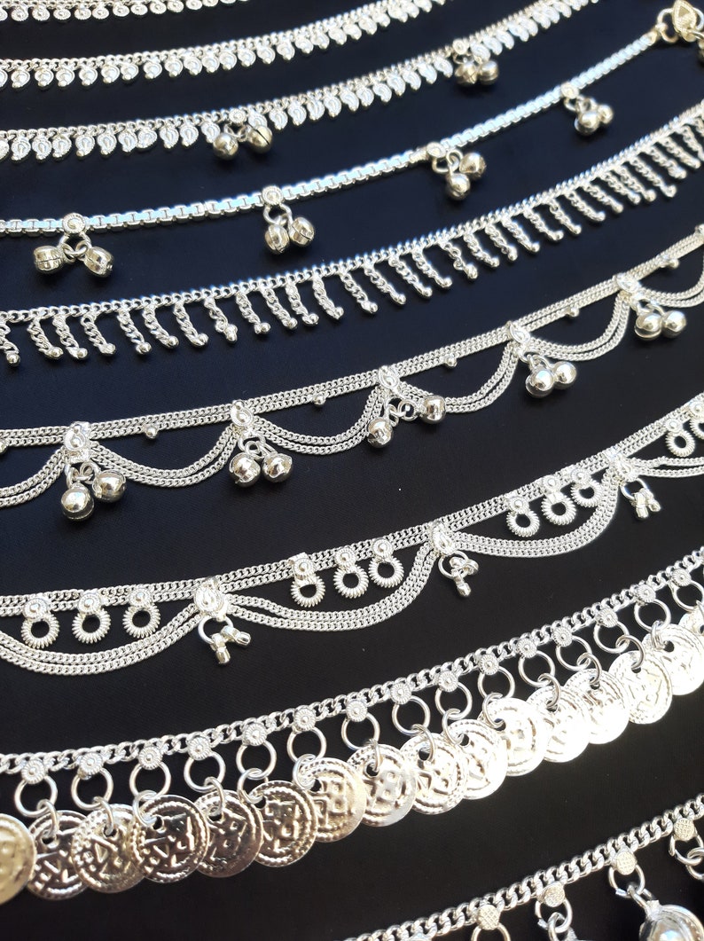 Traditional Indian Ethnic Silver Anklets, Indian Anklet With Vintage ...
