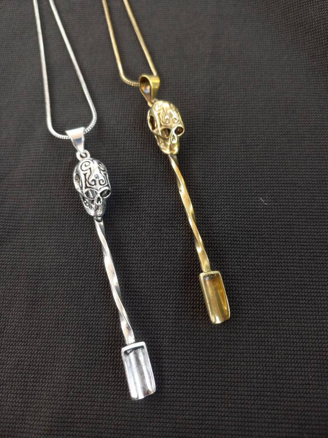 Mini Spoon Teaspoon Necklace With Spiral Skull Pendant Jewel Silver ...