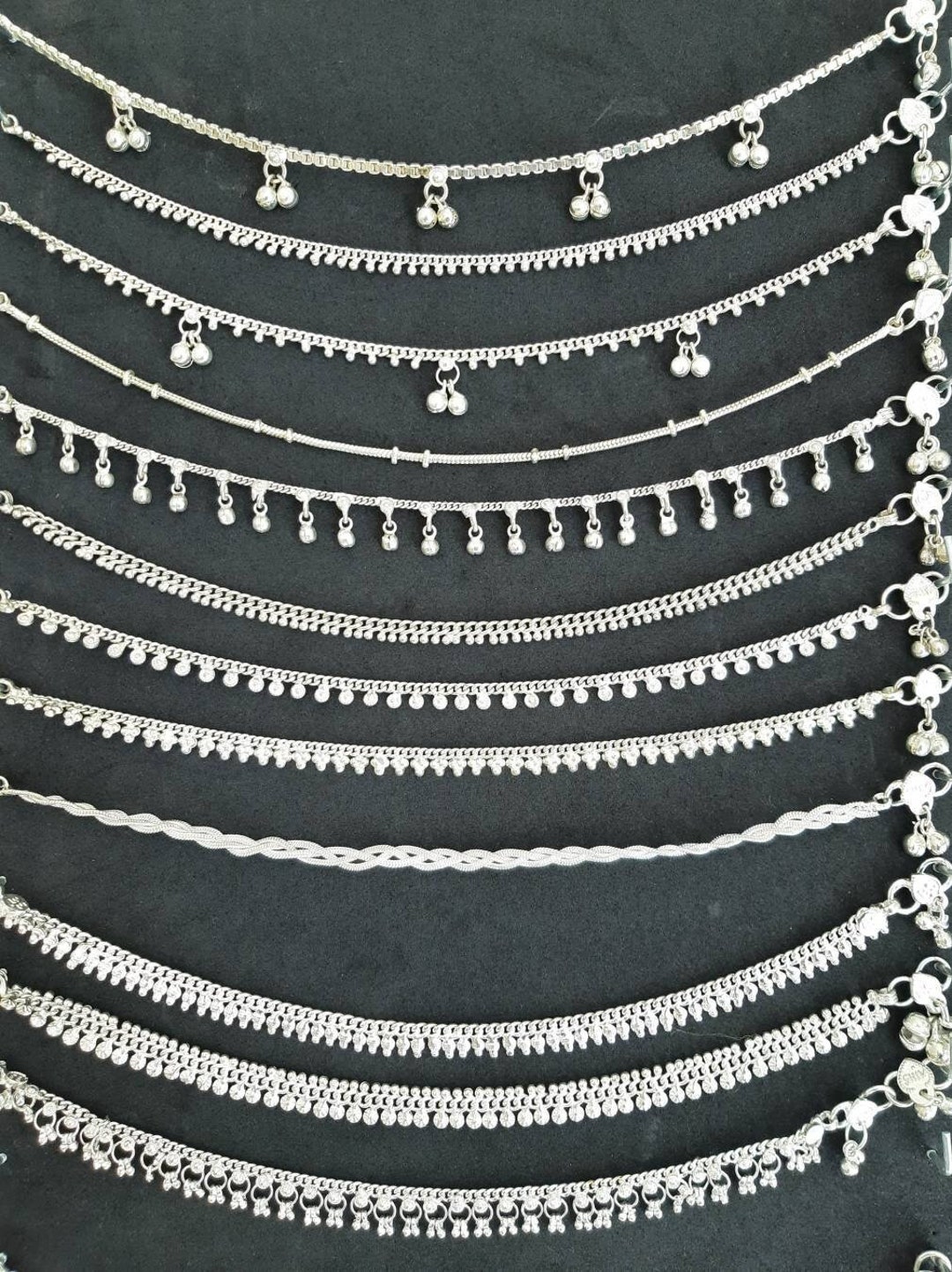 Traditional Indian Ethnic Silver Anklets, Indian Anklet With Vintage ...