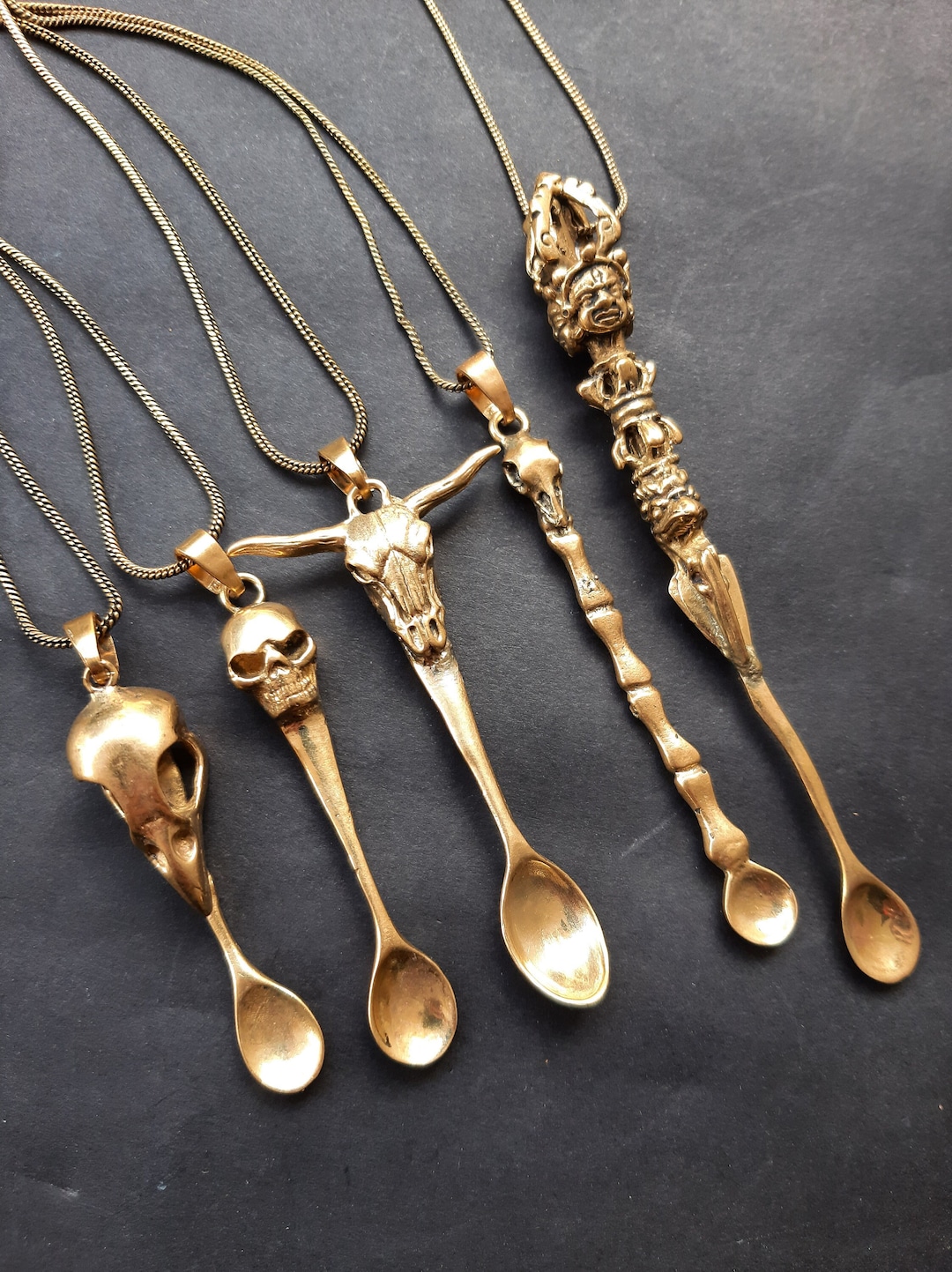Brass Necklace, Mini Spoon Teaspoon, Raptor Skeleton Bison Bones ...