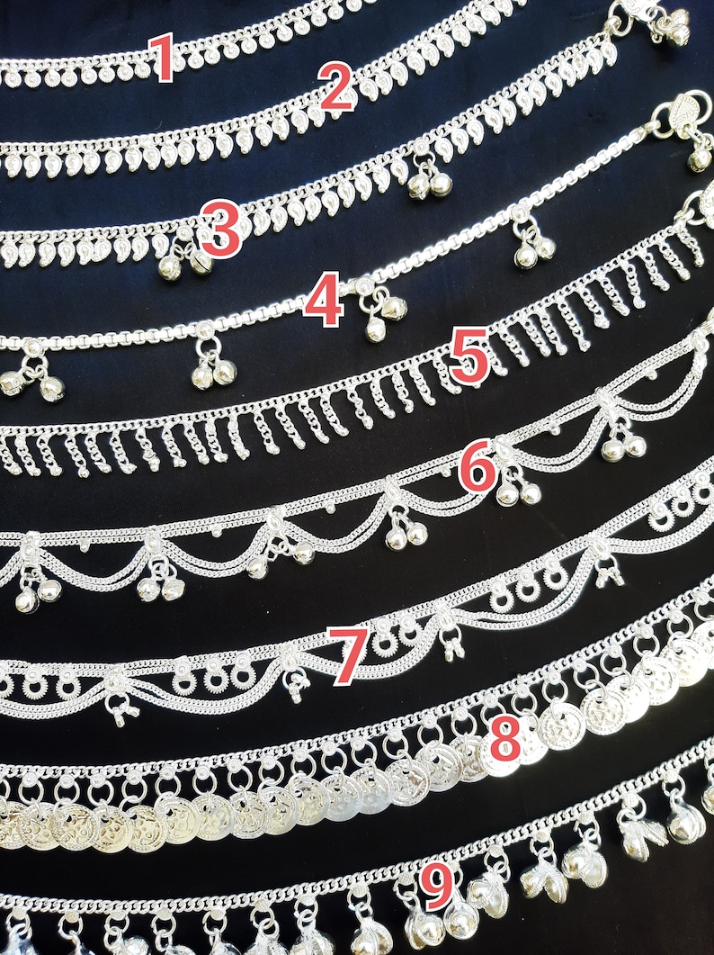 Traditional Indian Ethnic Silver Anklets, Indian Anklet With Vintage ...