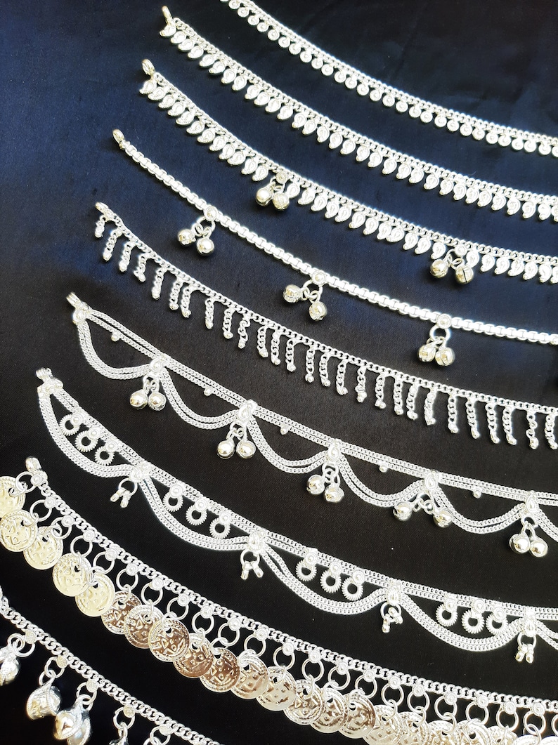 Traditional Indian Ethnic Silver Anklets, Indian Anklet With Vintage ...