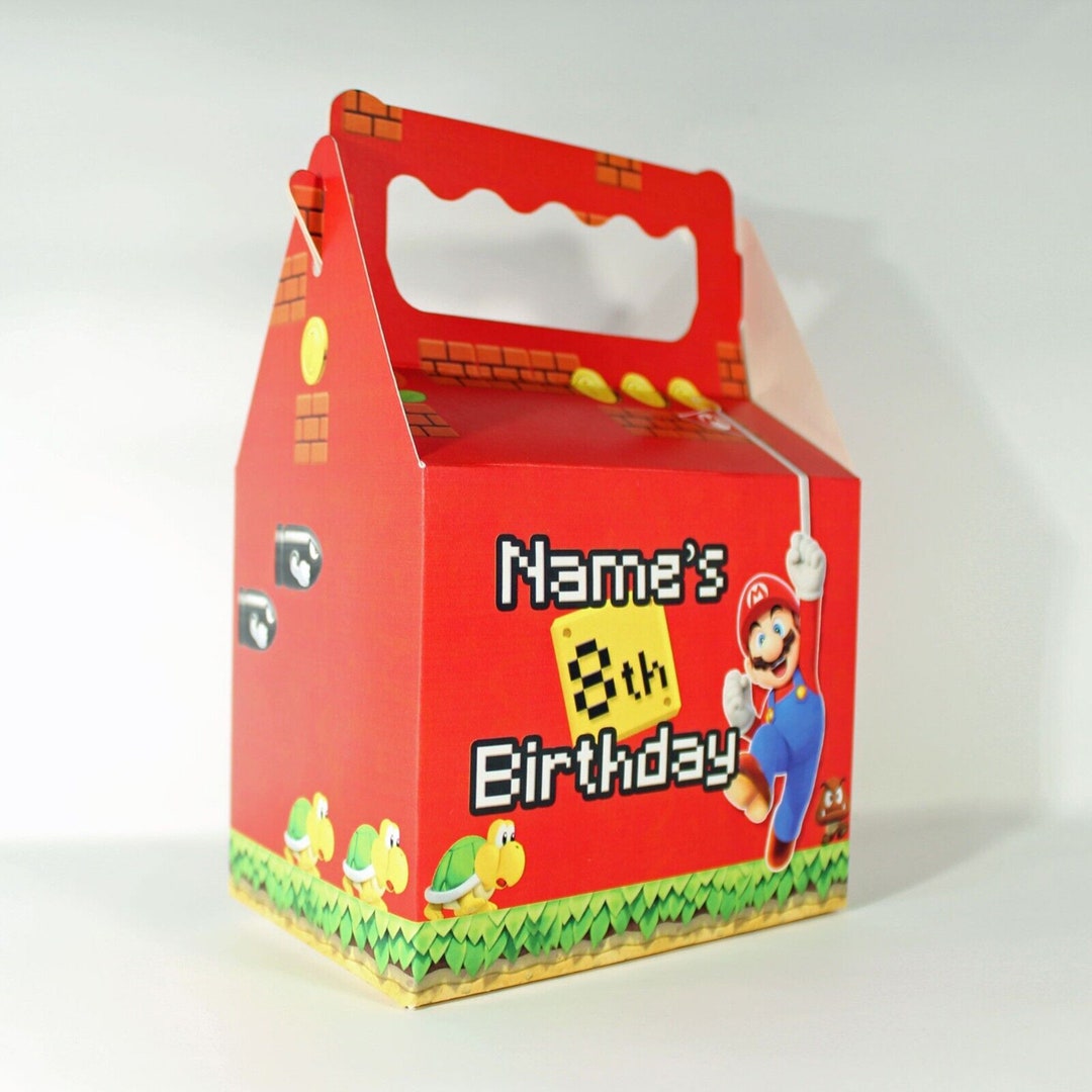 Super Mario Children's Kids Personalised Party Boxes Bags Favour FAST ...