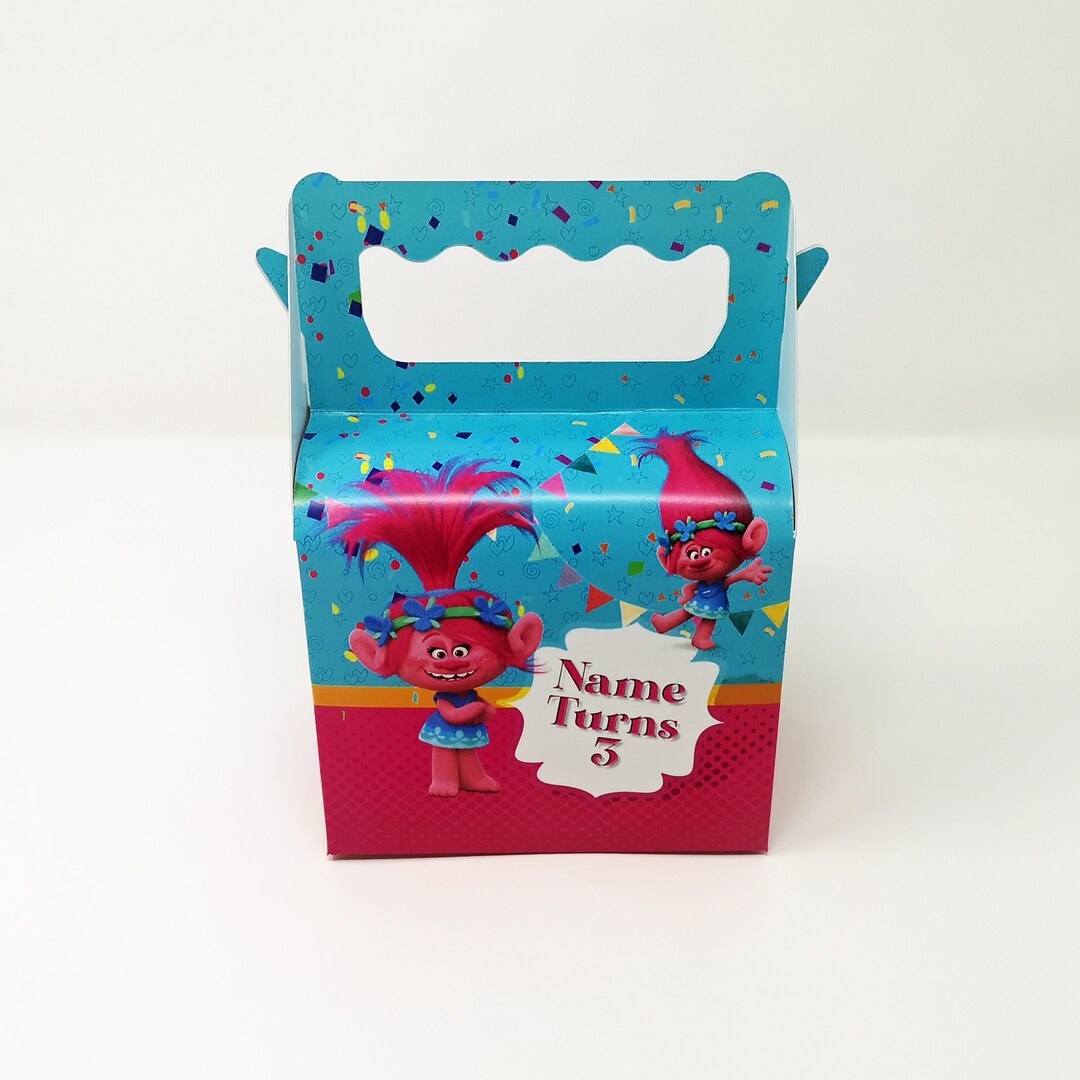 Trolls Poppy Children's Kids Personalised Party Boxes Bags Favour FAST ...
