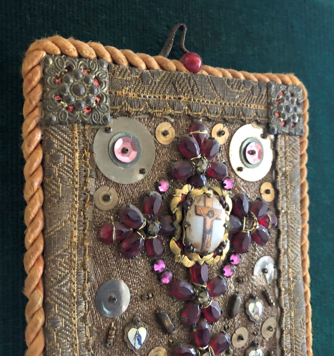 Impressive 18th Century Large Scapular Artwork Hand Embroidered by Nuns ...