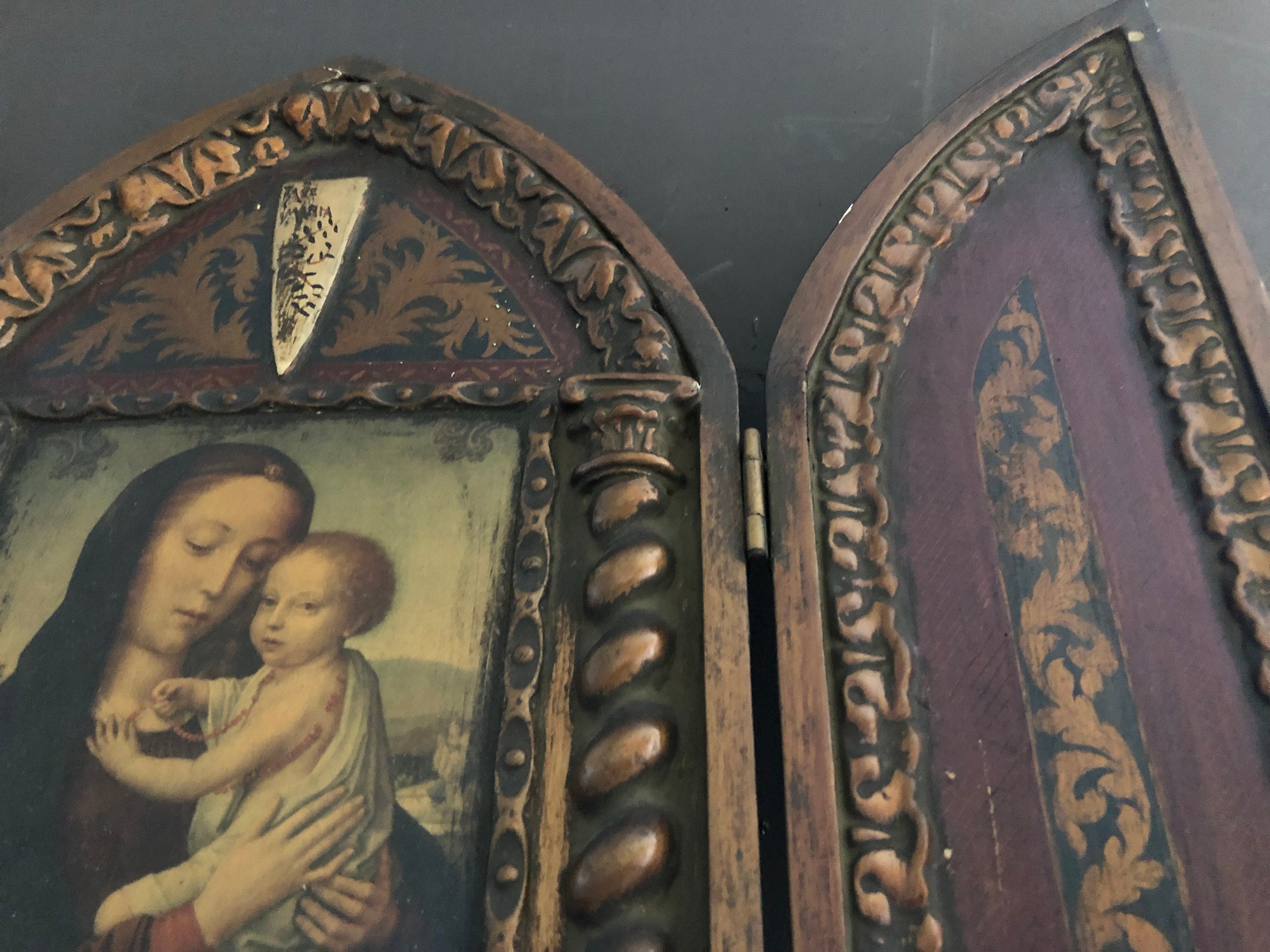 Impressive Large Very Antique Triptych Virgin Mary With Child - Etsy ...