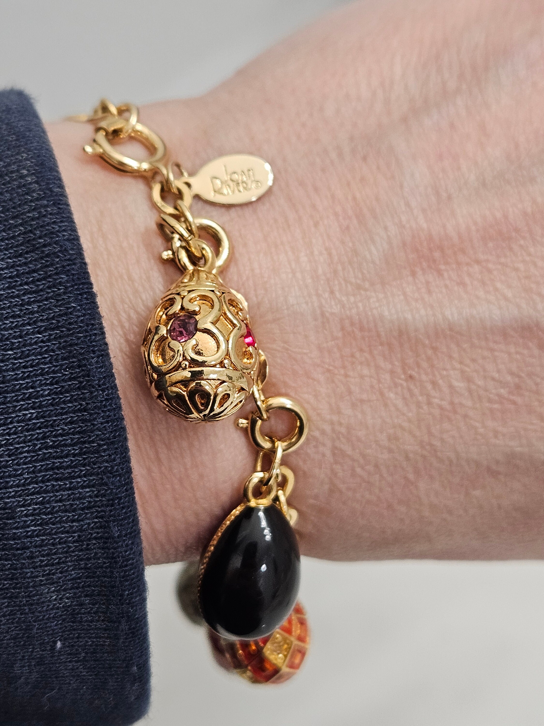 Vintage Joan Rivers Egg Charm Bracelet - Etsy