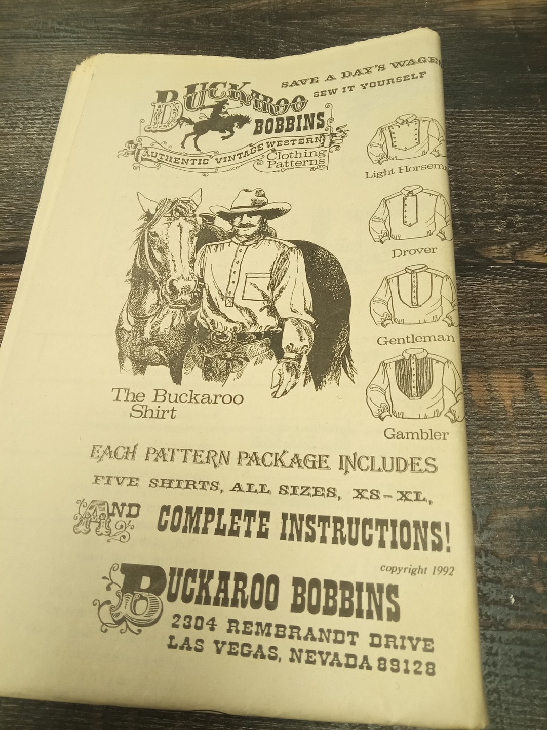 Vintage Buckaroo Bobbins Sewing Pattern Men's Western - Etsy