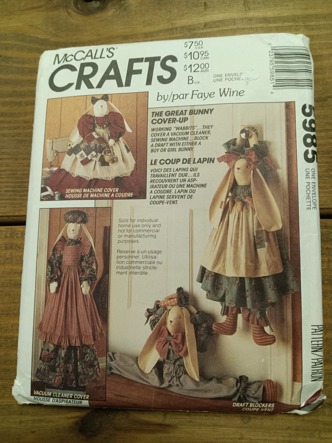 Vintage Mccall's Sewing Pattern 5985 Bunny Rabbit Vacuum Cleaner Cover ...