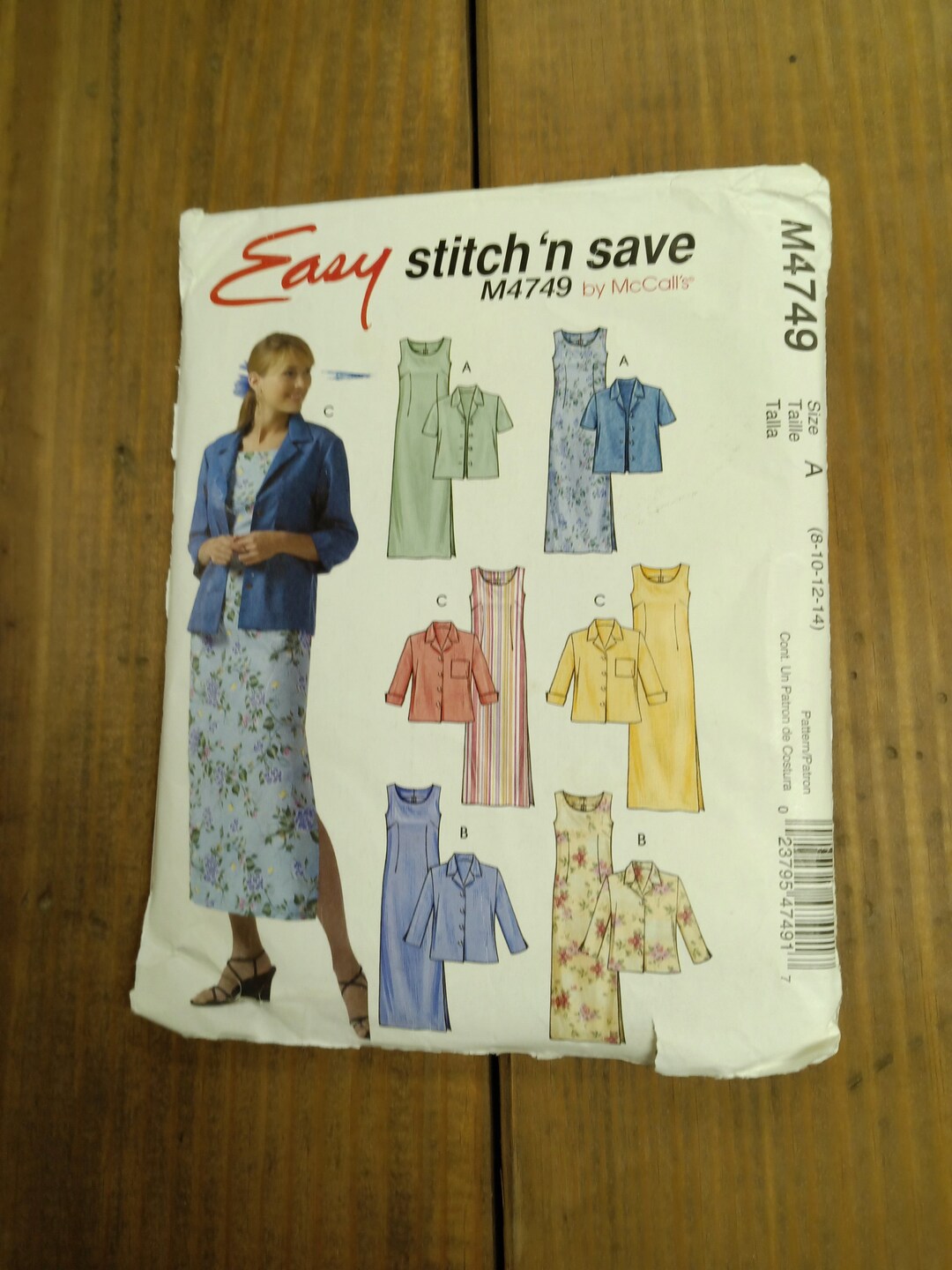 Mccall's Stitch 'n Save Sewing Pattern M4749 Women's Petite Unlined ...