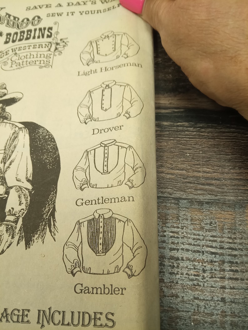 Vintage Buckaroo Bobbins Sewing Pattern Men's Western Rodeo Shirts Size ...