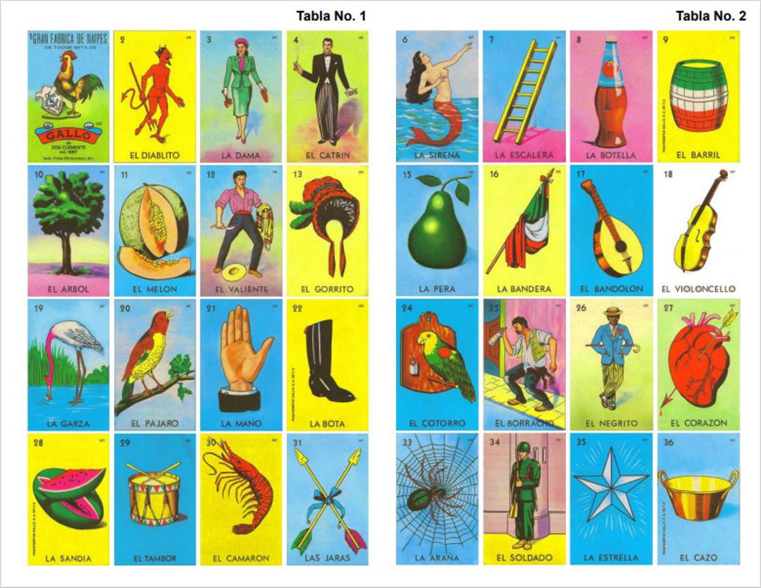 Printable Mexican Lottery With 110 Tables + 54 Cards + Rules + Songs - Etsy