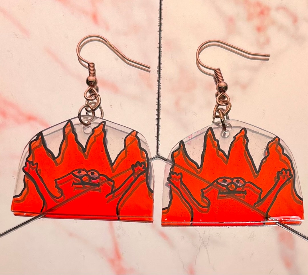 Elmo in Flames Meme Earrings Elmo Meme Earrings Elmo - Etsy