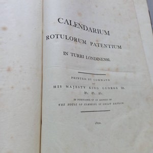 Antique English Book. Calendarium Rotulorum Patentium in Turri ...