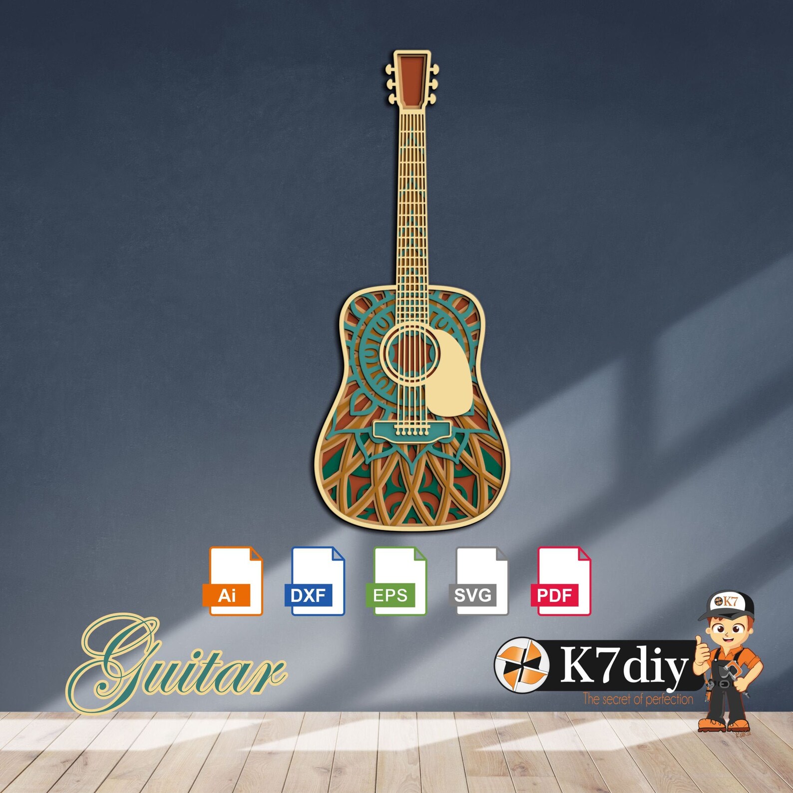 Guitar Classic Home Decor Diy Art Multi Layer Set Laser Cut | Etsy