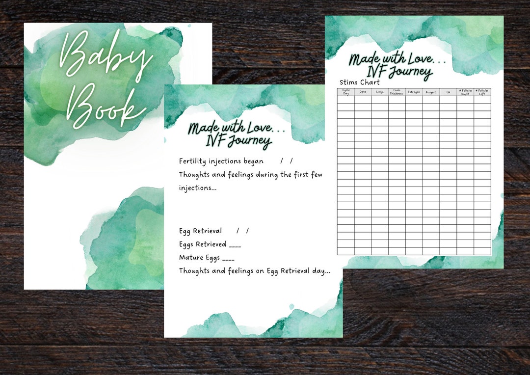 Green Watercolour IVF Pages for Printable Baby Book | Printable Journal ...