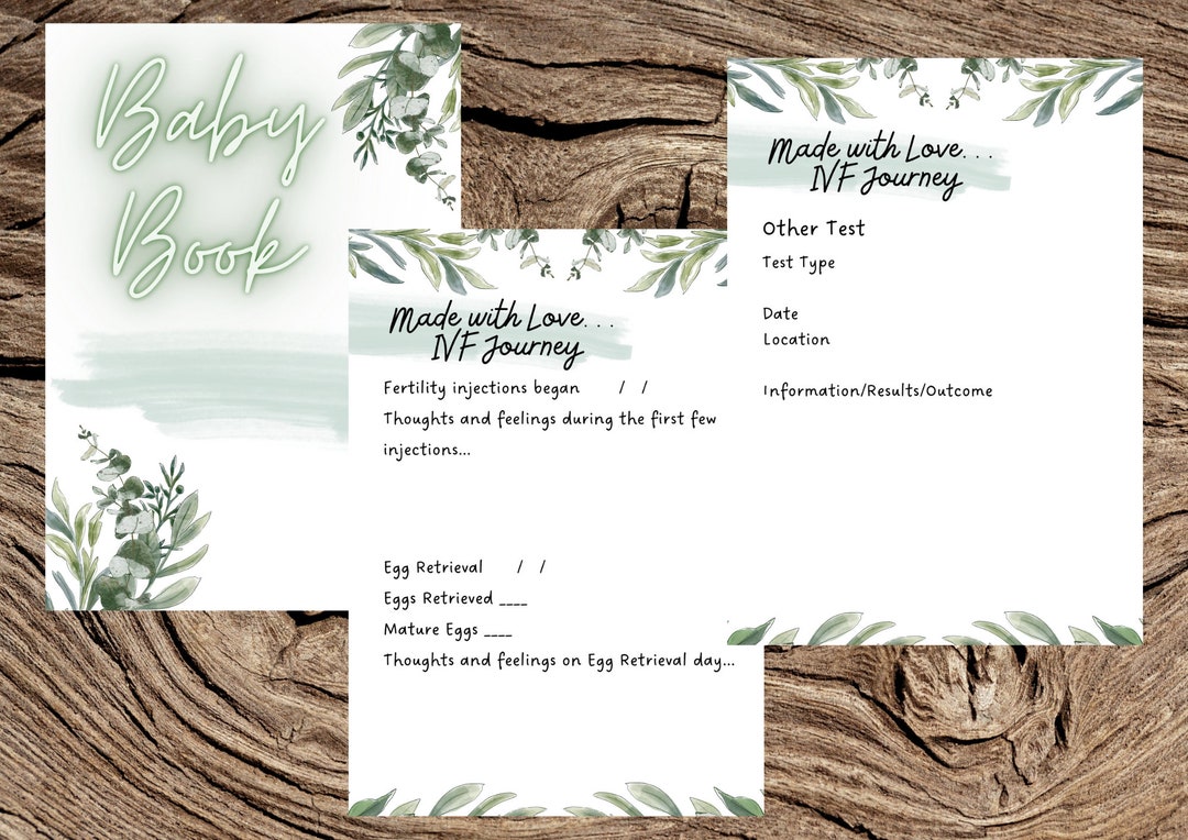 Green Leafy IVF Pages for Printable Baby Book | Printable Journal ...