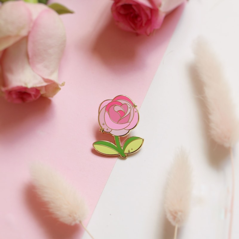 Rose Enamel Pin - Etsy
