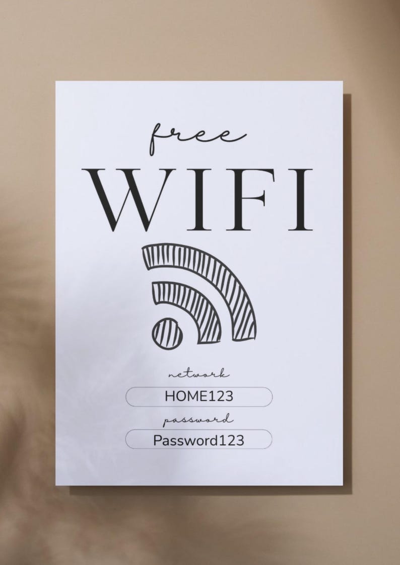 Editable Wifi Sign Template | Canva Printable | Customizable Digital ...
