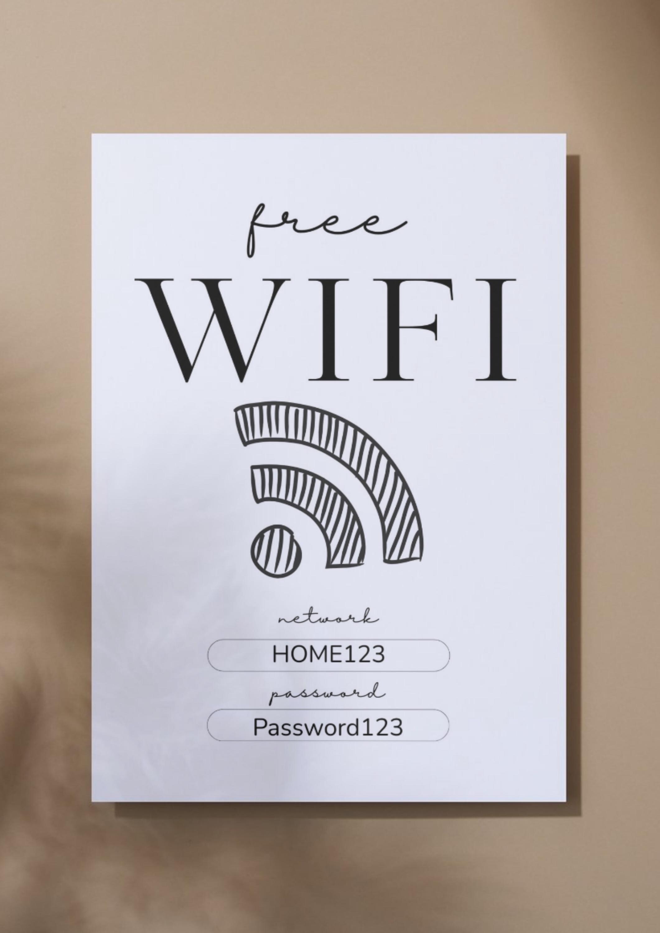 Editable Wifi Sign Template | Canva Printable | Customizable Digital ...