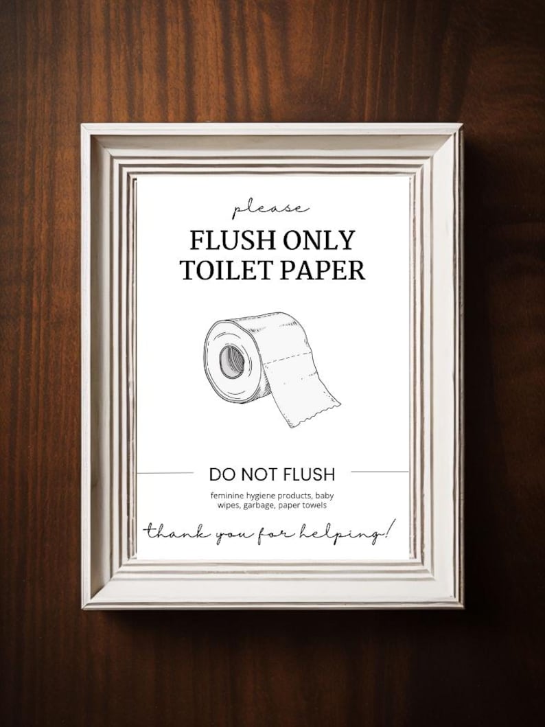 Airbnb Bathroom Sign, Flush Only Toilet Paper, Airbnb/vrbo, Do Not ...
