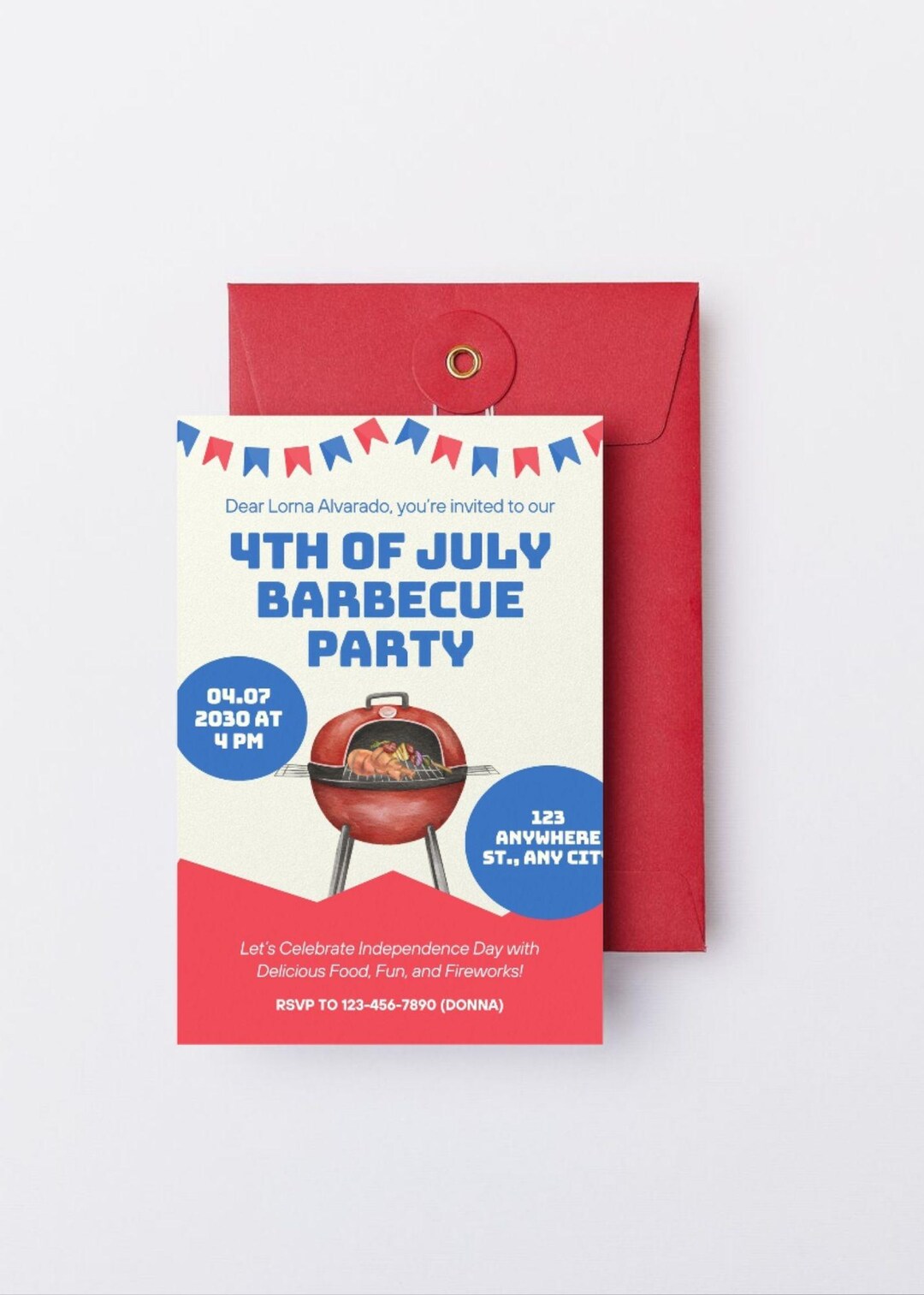 Editable 4th of July BBQ Invitation | Canva Template | Instant Download ...