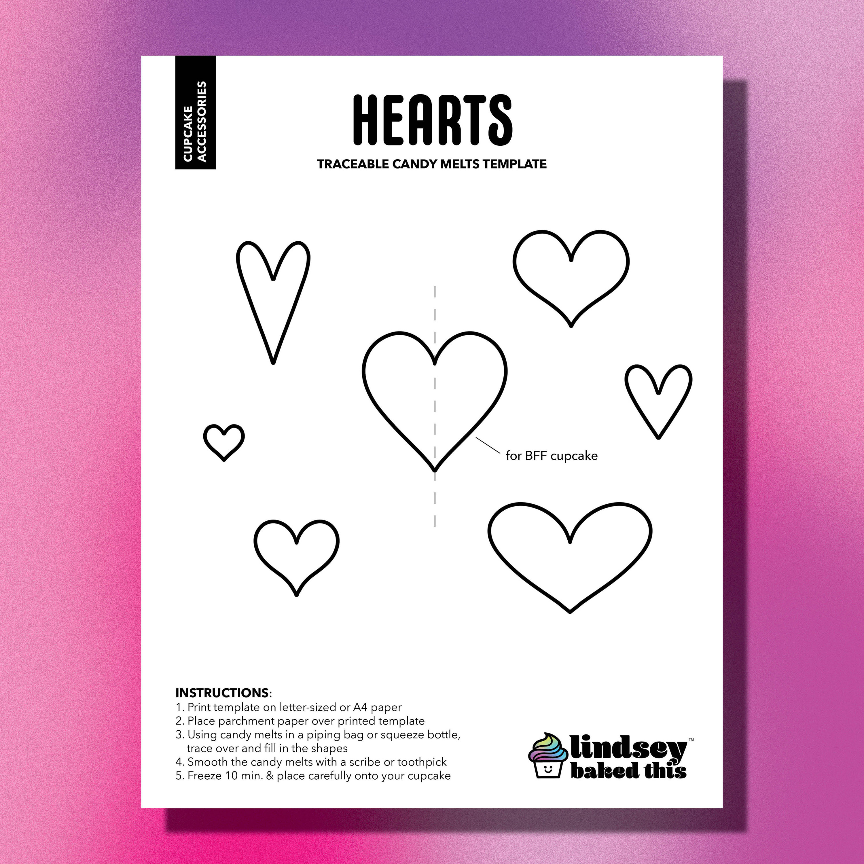 Hearts Traceable Candy Melts Template - Etsy